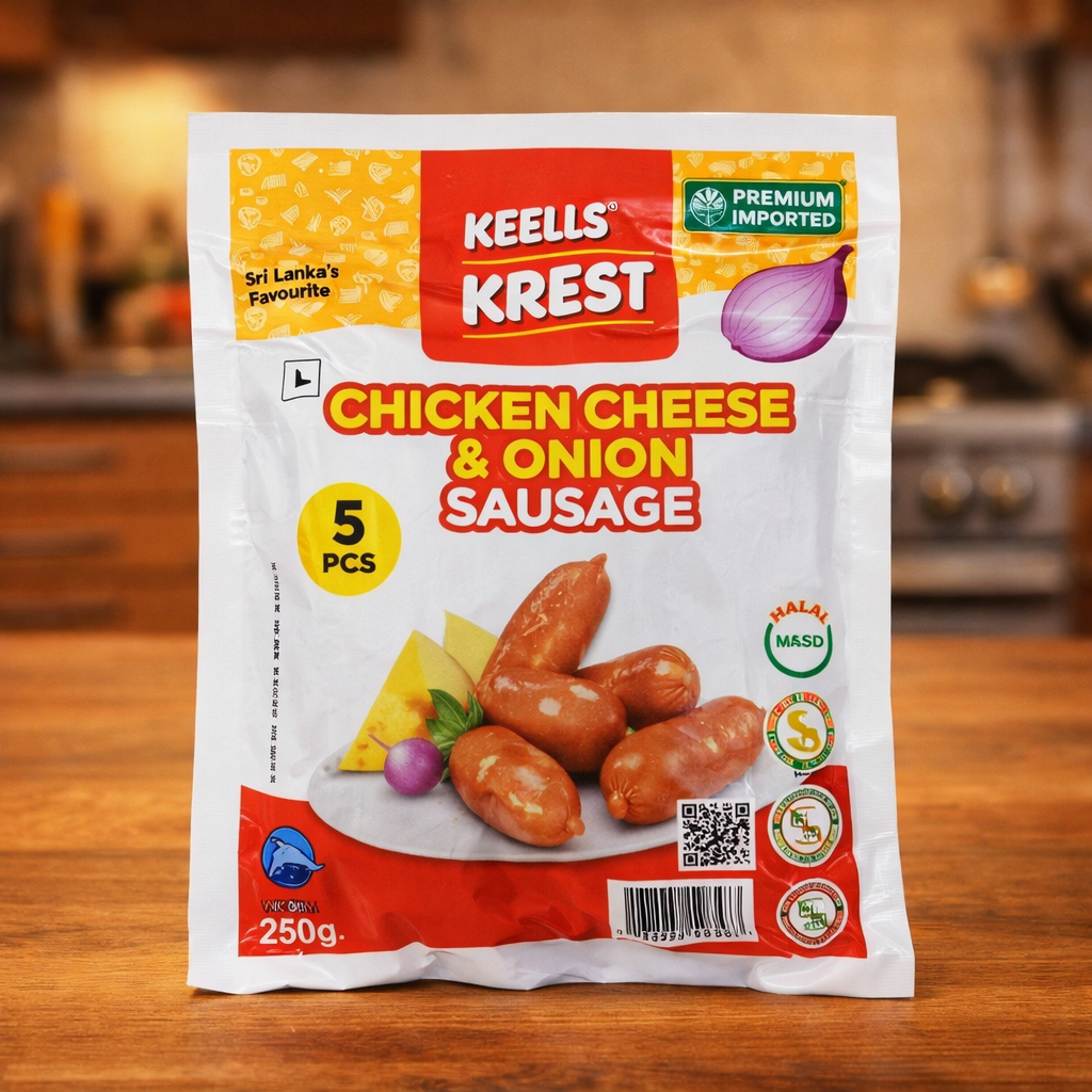 Keells Krest Chicken Cheese & Onion Sausage (250g | 5 pcs) – Fresh'n Frozen