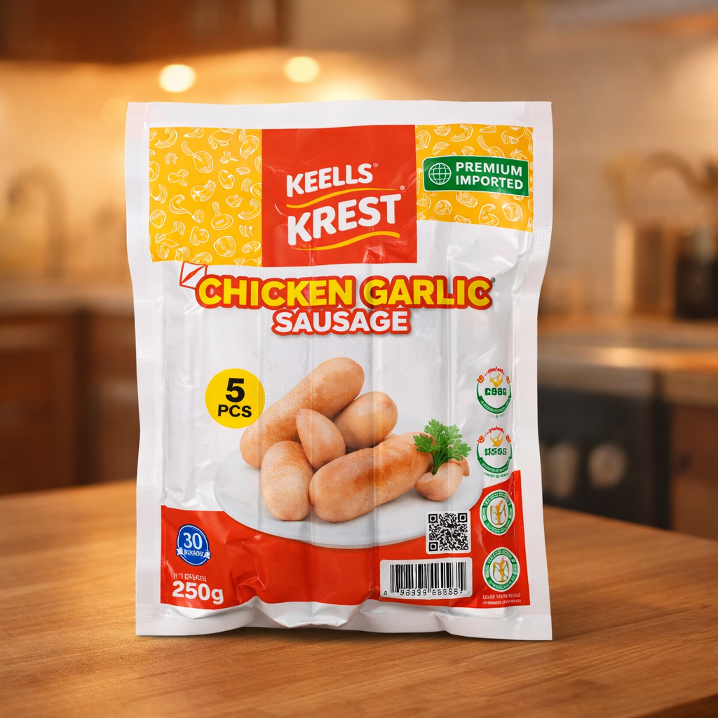 Keells Krest Chicken Garlic Sausage (250g | 5 pcs) – Fresh'n Frozen
